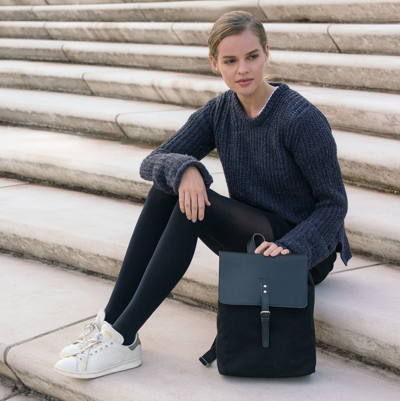 Expatrié canvas leather backpack "Anouk" for women